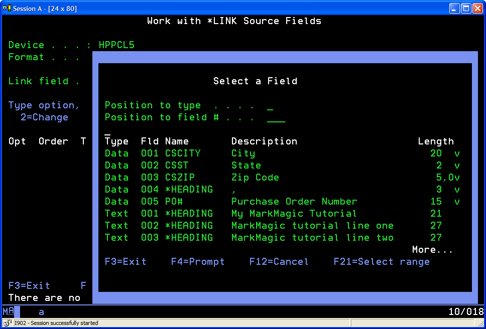 Native iSeries Work with *LINK Fields